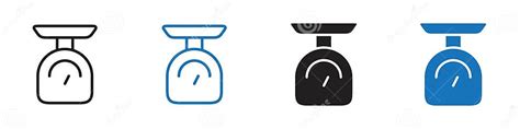Weight Scale Icon Linear Graphics Set Vector In Black Stock Illustration Illustration Of