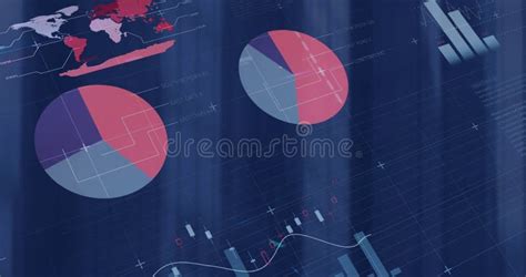 Pie Charts And Bar Graphs Animation Over Global Financial Data Stock