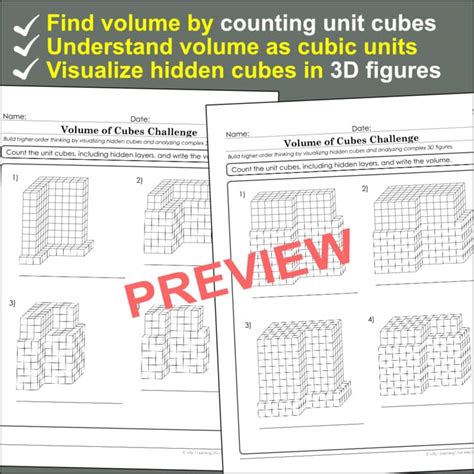 Volume Of Cubes Worksheets Counting Unit Cubes 3d Figures Grade 4