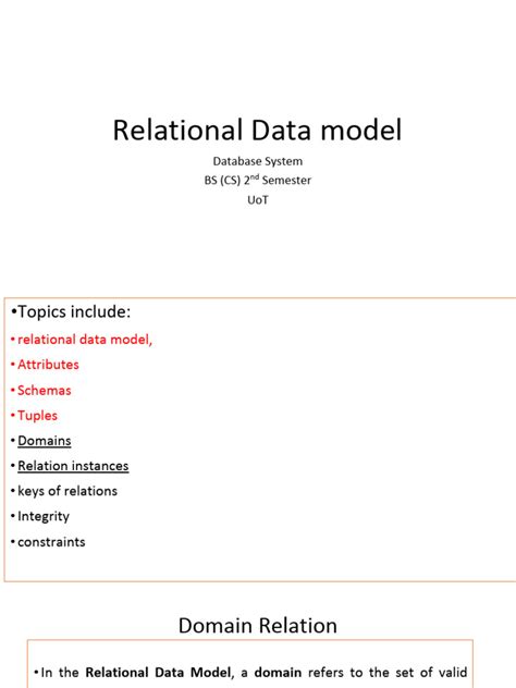 Domain Relation In Relational Data Model Keys Updated Pdf