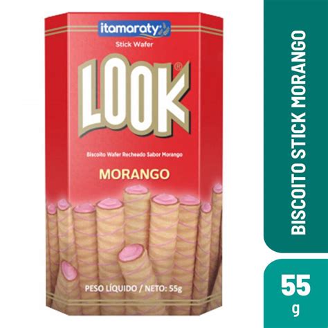 Biscoito Look Stick Waffer Morango 55g Atacado Vila Nova Vilanova