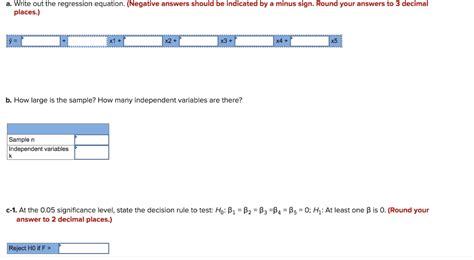 Solved The Following Regression Output Was Obtained From A