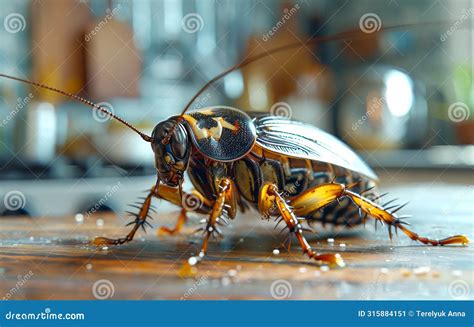 Cockroaches Are Common Household Pest A Cockroach In The Kitchen Stock