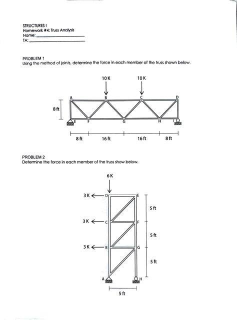 Solution Structures 1 Hw 4 Truss Analysis Studypool