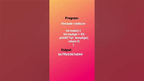 Memory Address In C Language Easy Explaination Clanguage Youtube