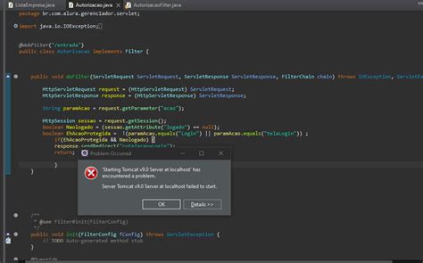 Quando Eu Implemento O Autorizaçãofilter Ocorre Erro No Tomcat Java Servlet Autenticação