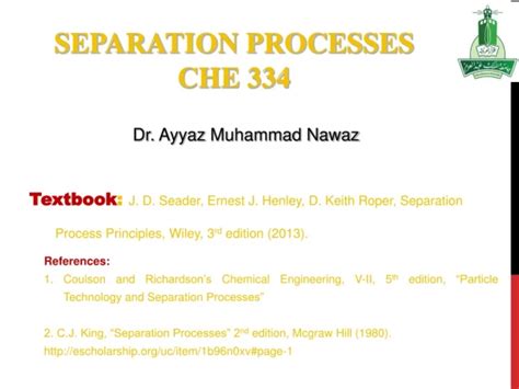 Ppt Introduction To Separation Processes In Chemical Engineering