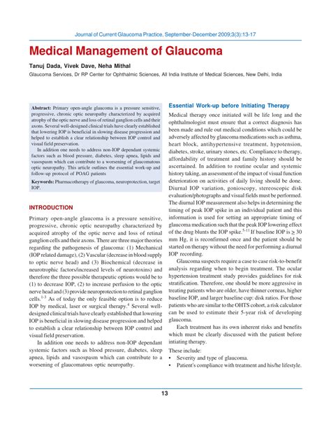 Pdf Medical Management Of Glaucoma