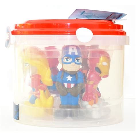 Marvel Bath Set Squeeze Toys Bucket With Straining Lid