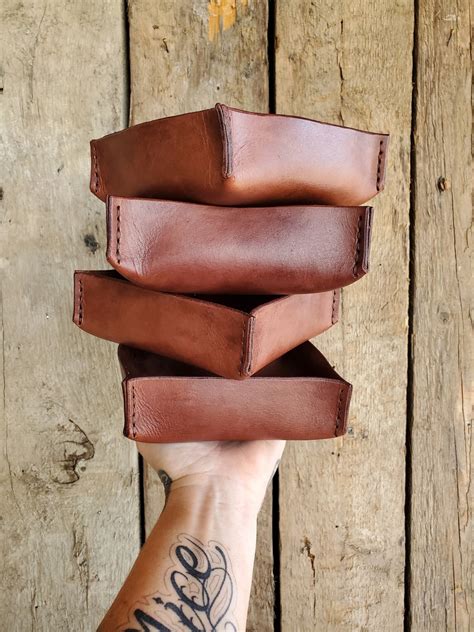 Handmade Leather Desk Valet Tray Cognac Brown Key Catch All Etsy