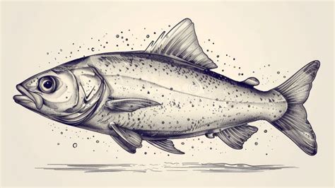 Detailed Hand Drawn Illustration Of A Fish With A Speckled Background