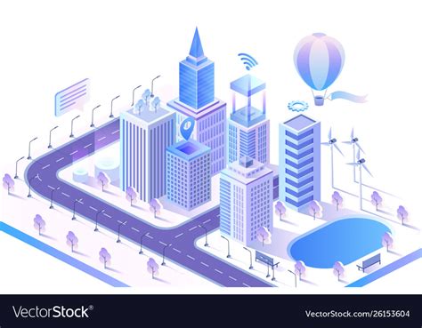 Smart City Modern Concept Isometric Royalty Free Vector