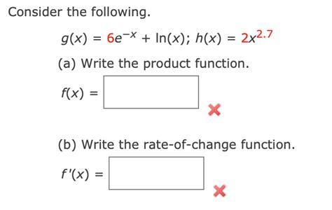 solved consider the following g x 6e x ln x h x 2x2 7 a