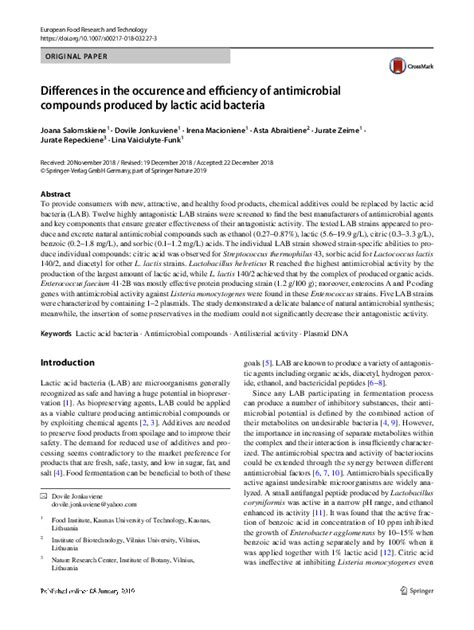Pdf Differences In The Occurence And Efficiency Of Antimicrobial