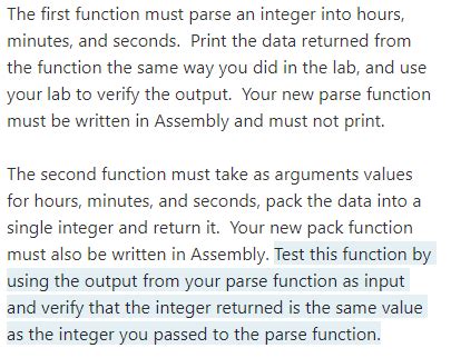 The First Function Must Parse An Integer Into Hours Chegg Com