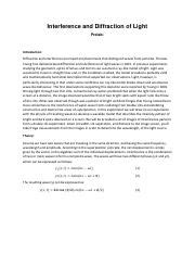 PCS Lab Interference And Diffraction Of Light Pdf Interference And Diffraction Of Light
