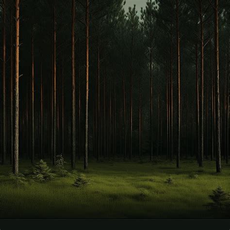 Premium Photo Pine Forest With Trees And Grassy Ground