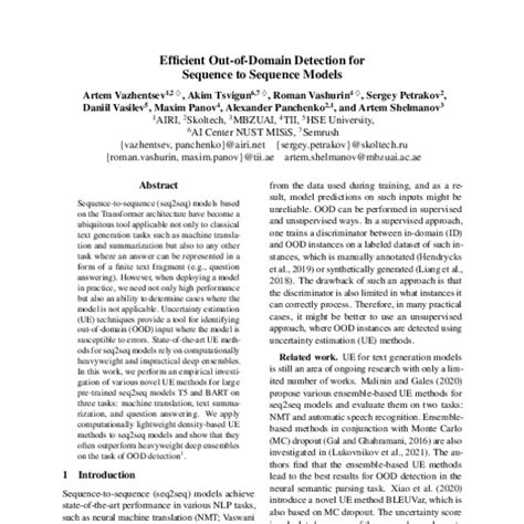 Efficient Out Of Domain Detection For Sequence To Sequence Models Acl
