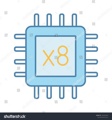 octa core processor color icon eight stock vector royalty free