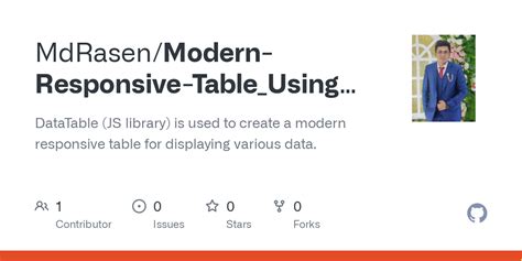 GitHub MdRasen Modern Responsive Table Using DataTable DataTable JS Library Is Used To