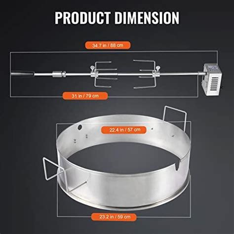 Vevor Universal Rotisserie Ring Kit For 22 Inch Weber Charcoal Grill