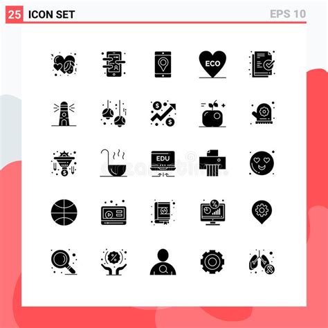 Stock Vector Icon Pack Of 25 Line Signs And Symbols For Document Love