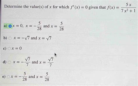 determine the value s of x for which f x 0 given that f x 5x 7x 2