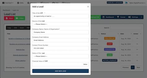 Lead Details Digital Practice Software