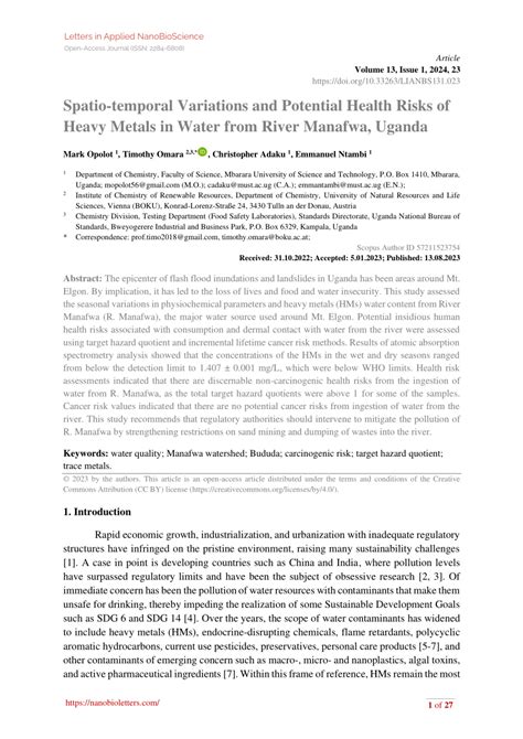 Pdf Spatio Temporal Variations And Potential Health Risks Of Heavy