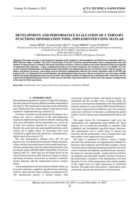 Pdf Development And Performance Evaluation Of A Ternary Functions