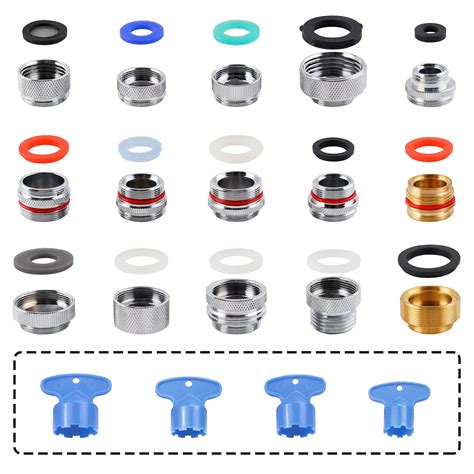 18pcs Faucet Adapter Kit Brass Faucet Aerator Adapter Set Male Female Kitchen