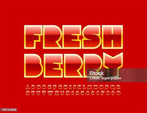 벡터 스위트 사인 프레쉬 베리 빨간색및 노란색 크리에이티브 알파벳 문자 및 숫자 세트 0명에 대한 스톡 벡터 아트 및 기타 이미지 0명 건강한 식생활 귀여운 Istock
