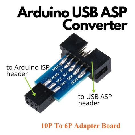 Jual Avrisp Usbasp Isp Converter 10p To 6p Burn Bootloader Adapter 10 6