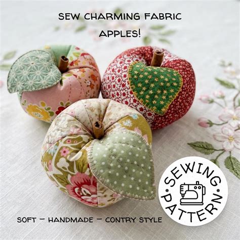 Country Apple Sewing Pattern Pdf Cottagecore Decor Pincushion Pattern