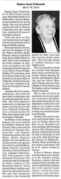 Regina Repasky Chikowski 1931 2015 Find A Grave Memorial