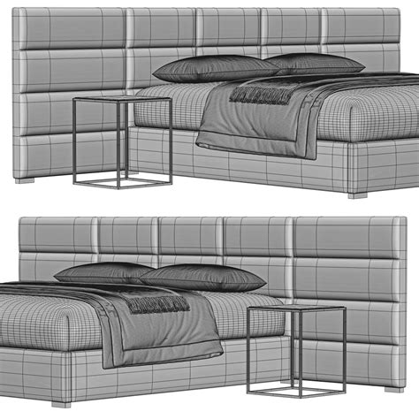 Modena Fabric Rectangular Extended Bed 3d Model For Vray