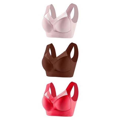 Lfeoost 3 Pack Sports Bras For Women Seamless Sexy Push Up Wireless Bra