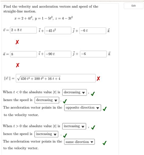 Solved Find The Velocity And Acceleration Vectors And Speed