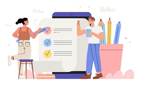 비즈니스 팀은 모바일 응용 프로그램에서 체크리스트를 작성합니다 목록 성공 적 작업 계획 임무 완전한 개념을 수행합니다 비즈니스에