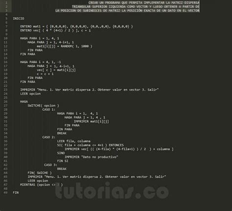 Arreglos Pseudocodigo Matriz Dispersa Triangular Superior Izquierda