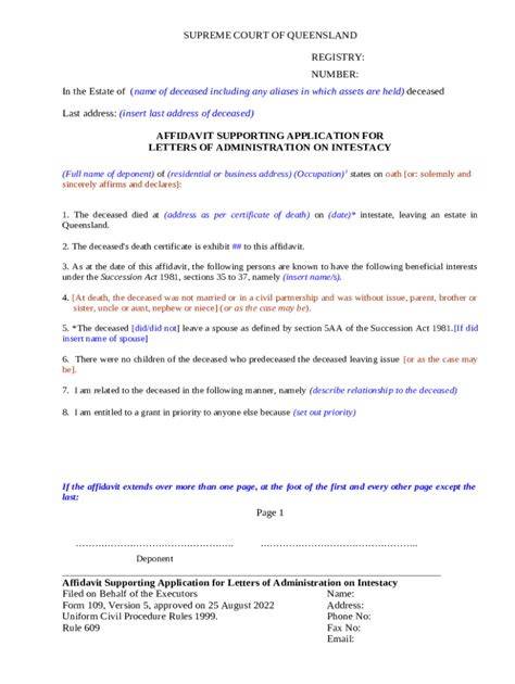 Ucpr 109 Affidavit Letters Of Admin On Intestacy Version 4 Ucpr Affidavit Letters Ucpr 109 Affidavit Letters Of Admin On Intestacy Version 4 Ucpr Affidavit Letters