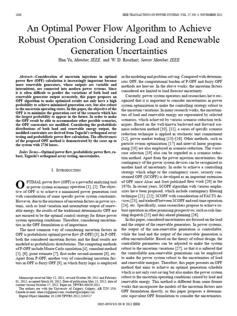 an optimal power flow algorithm to achieve robust operation considering