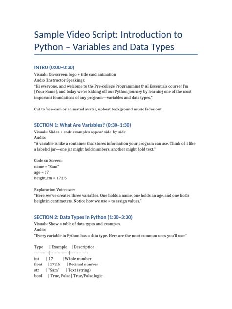 Intro To Python Variables And Data Types Pdf Data Type Python