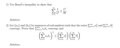 Solved Use Bessels Inequality To Show That