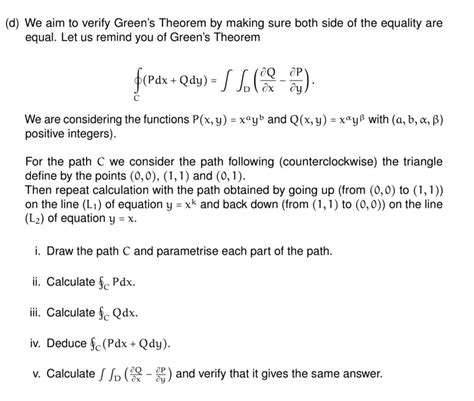 Solved D We Aim To Verify Green S Theorem By Making Sure Chegg
