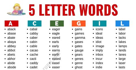 5 Letter Words Excellent List Of 3000 Five Letter Words In English