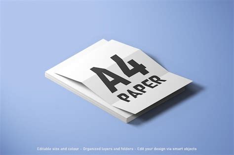 Premium PSD Isometric View Blank Editable A4 Paper Mockup Scene