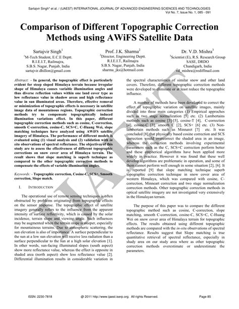 Pdf Comparison Of Different Topographic Correction Methods Using Awifs Satellite Data