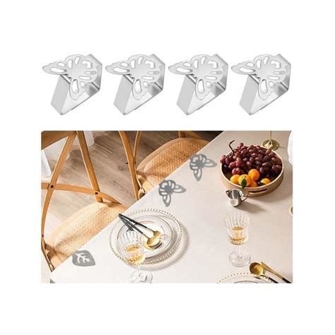 Pince à Nappe Sttache 5cm Acier Inoxydable Anti Glissant 4pcs