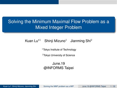 Pdf Solving The Minimum Maximal Flow Problem As A Mixed Integer Problem